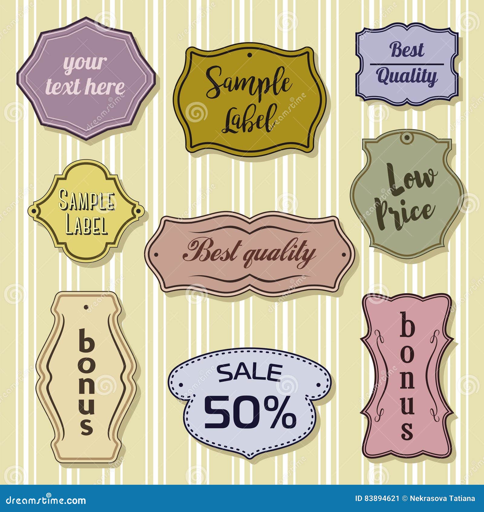 Set_3 of Design Elements Vector Sample Labels Shapes Stock Vector ...