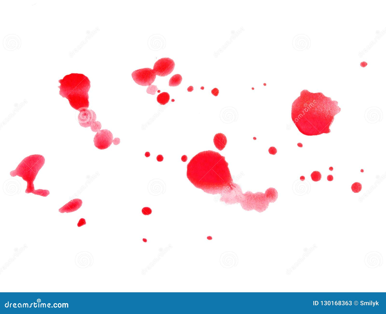 Set of Design Elements Watercolor Red Blobs Isolated on White Ba Stock ...