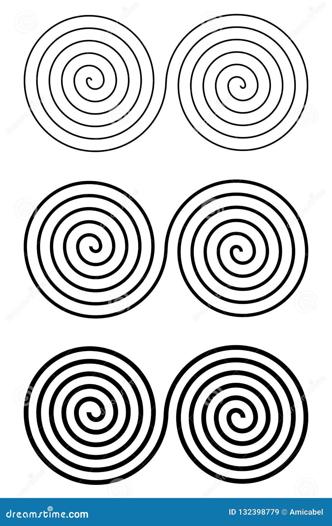 Set of Design Monochrome Spiral Movement Illusion Elements Stock Vector ...