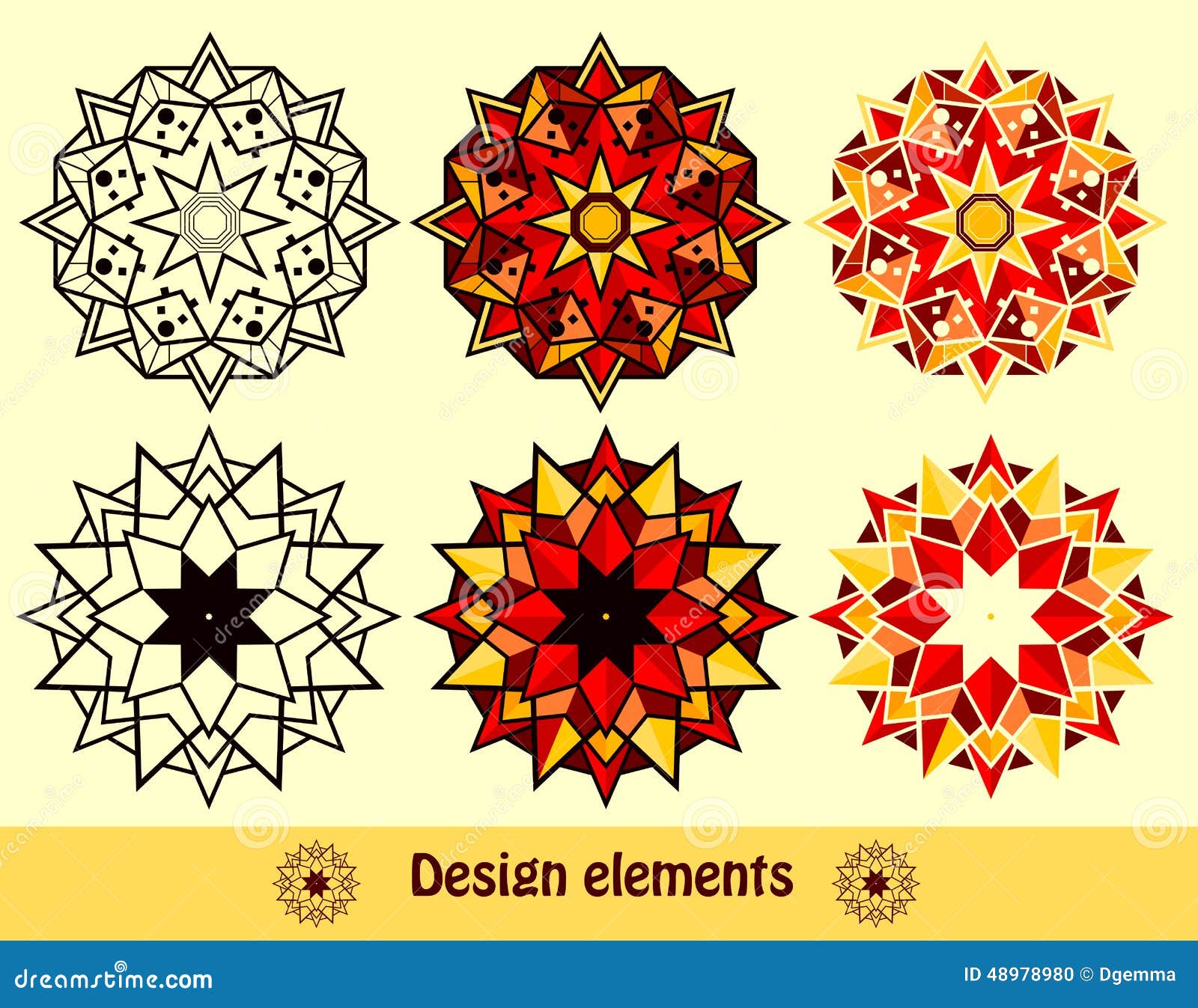 The Set Design of Symmetric Elements Stock Vector - Illustration of ...