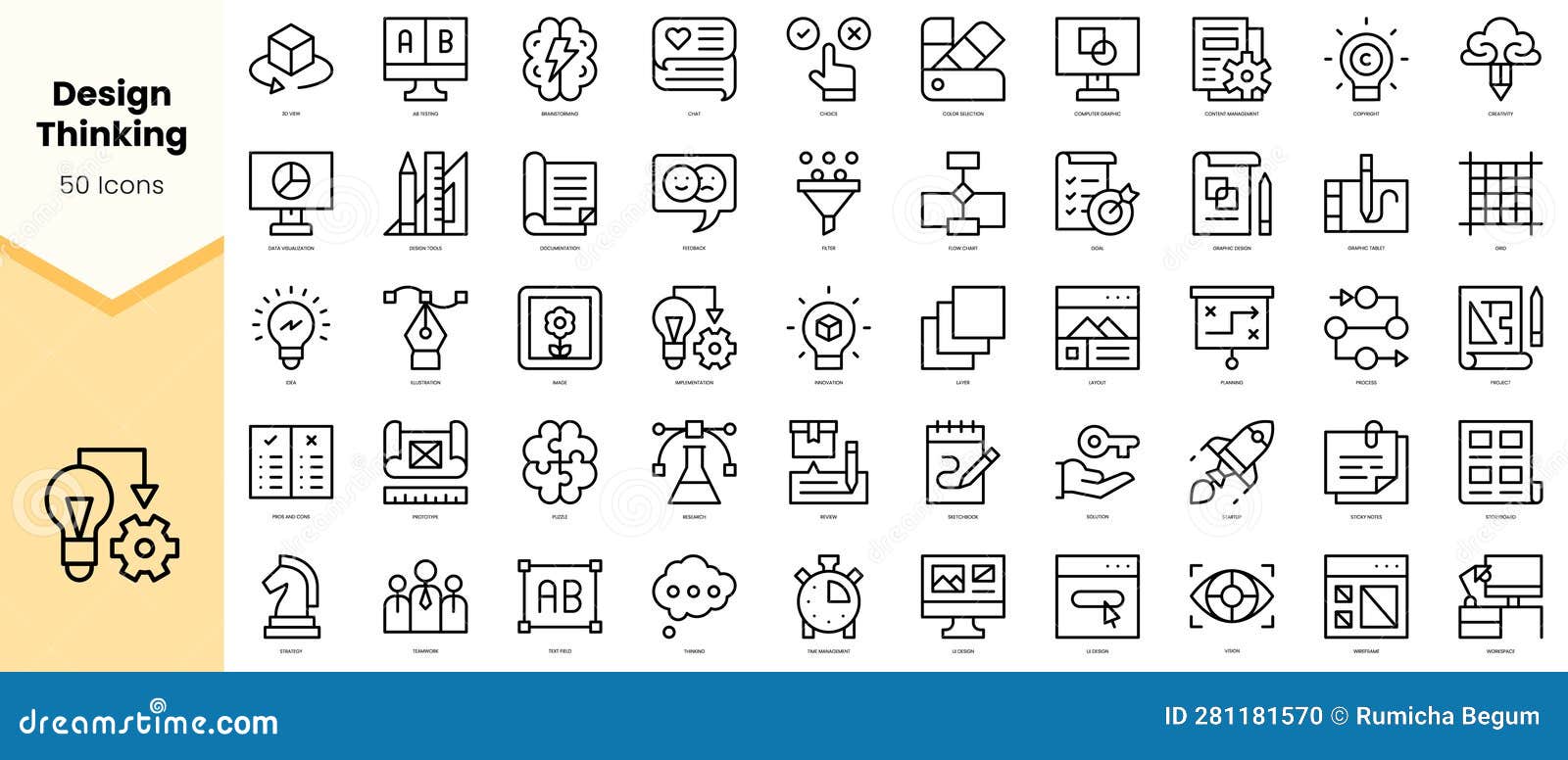 Set of Design Thinking Icons. Simple Line Art Style Icons Pack Stock ...