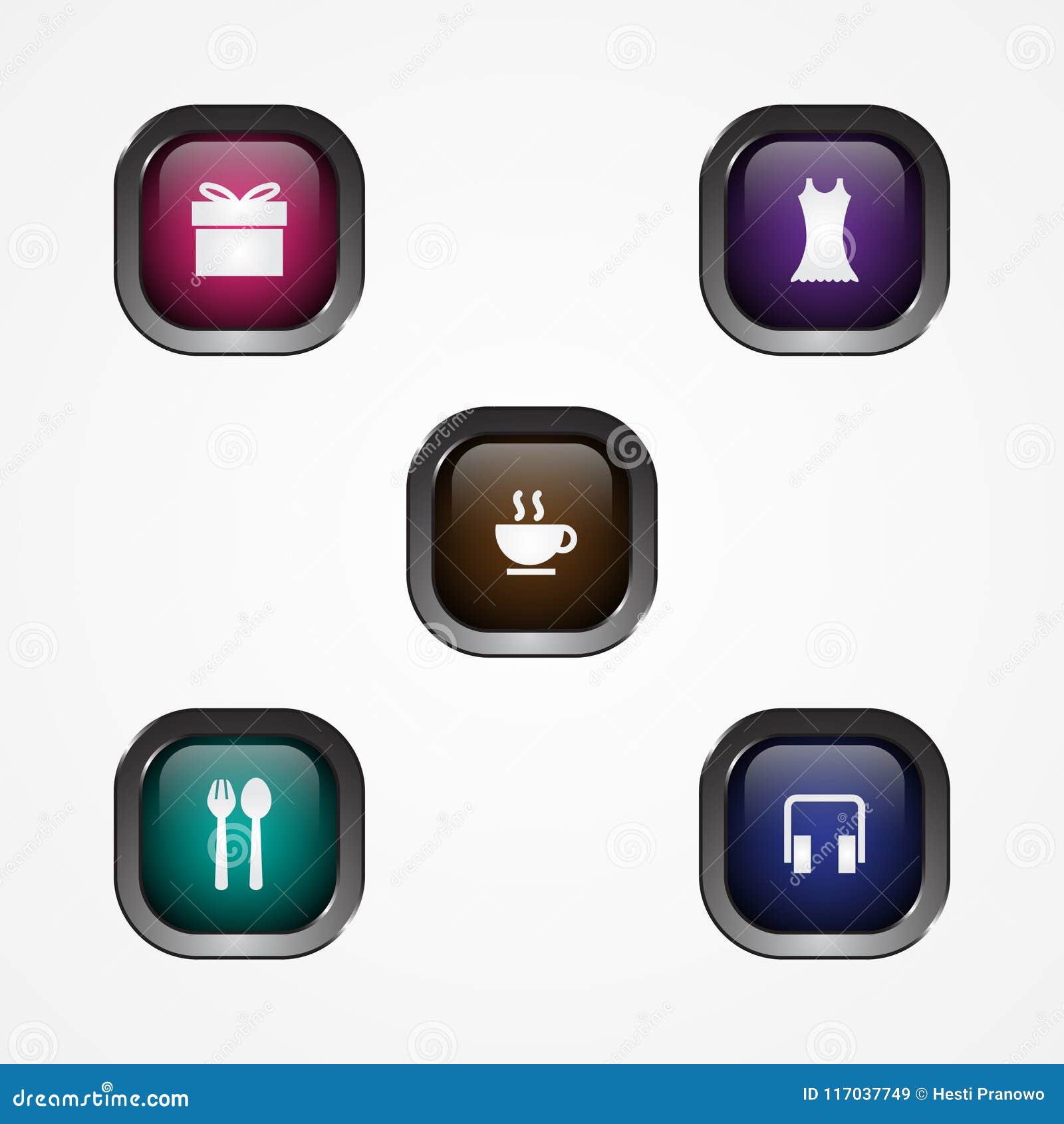 Set Design Vector Square Button with Icon for Web Stock Vector ...