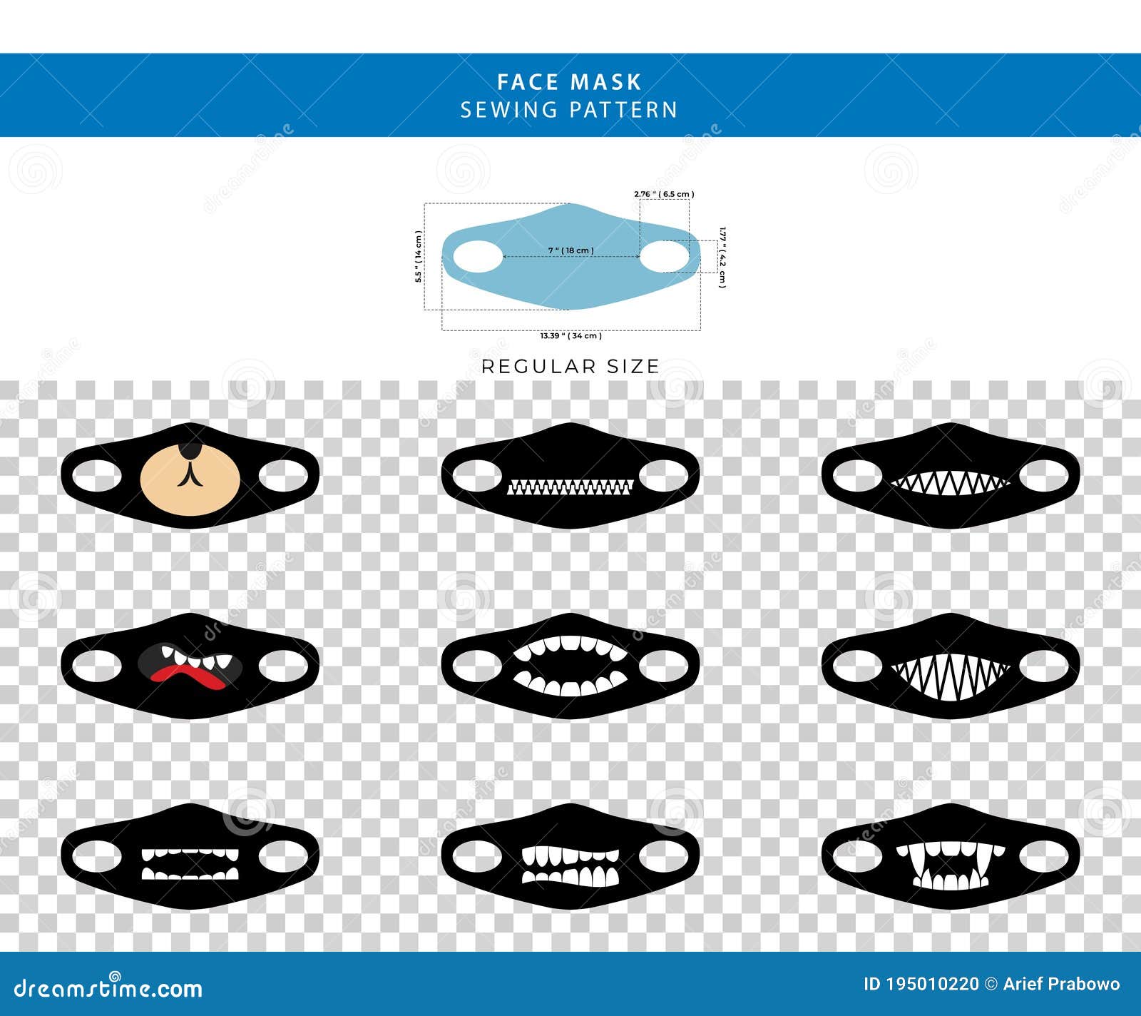 Set of Designs Reusable Funny Masks with Emotion Expression in Mask ...