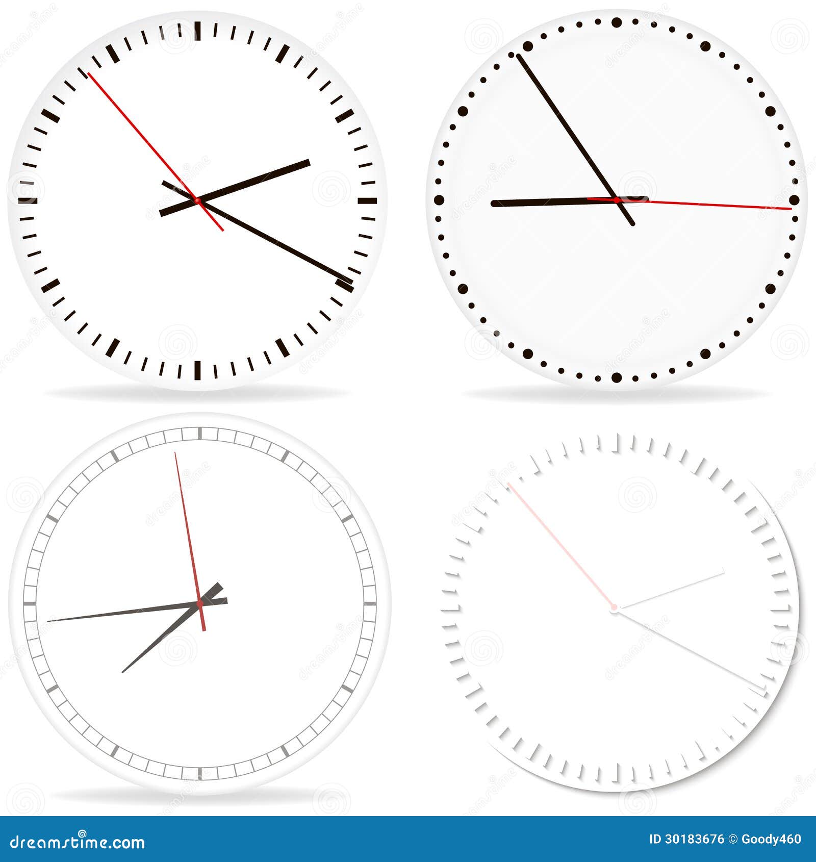 Chrome clock on white fon. stock vector. Illustration of figure - 30183676