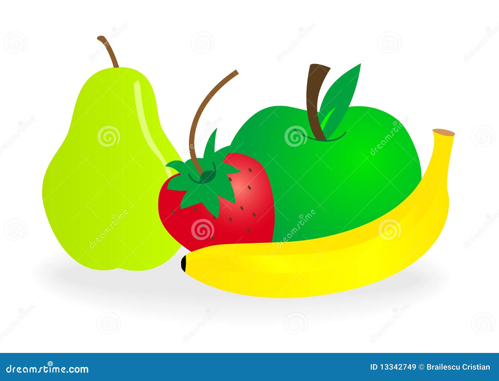 Set of detailed fruits stock vector. Illustration of diet - 13342749
