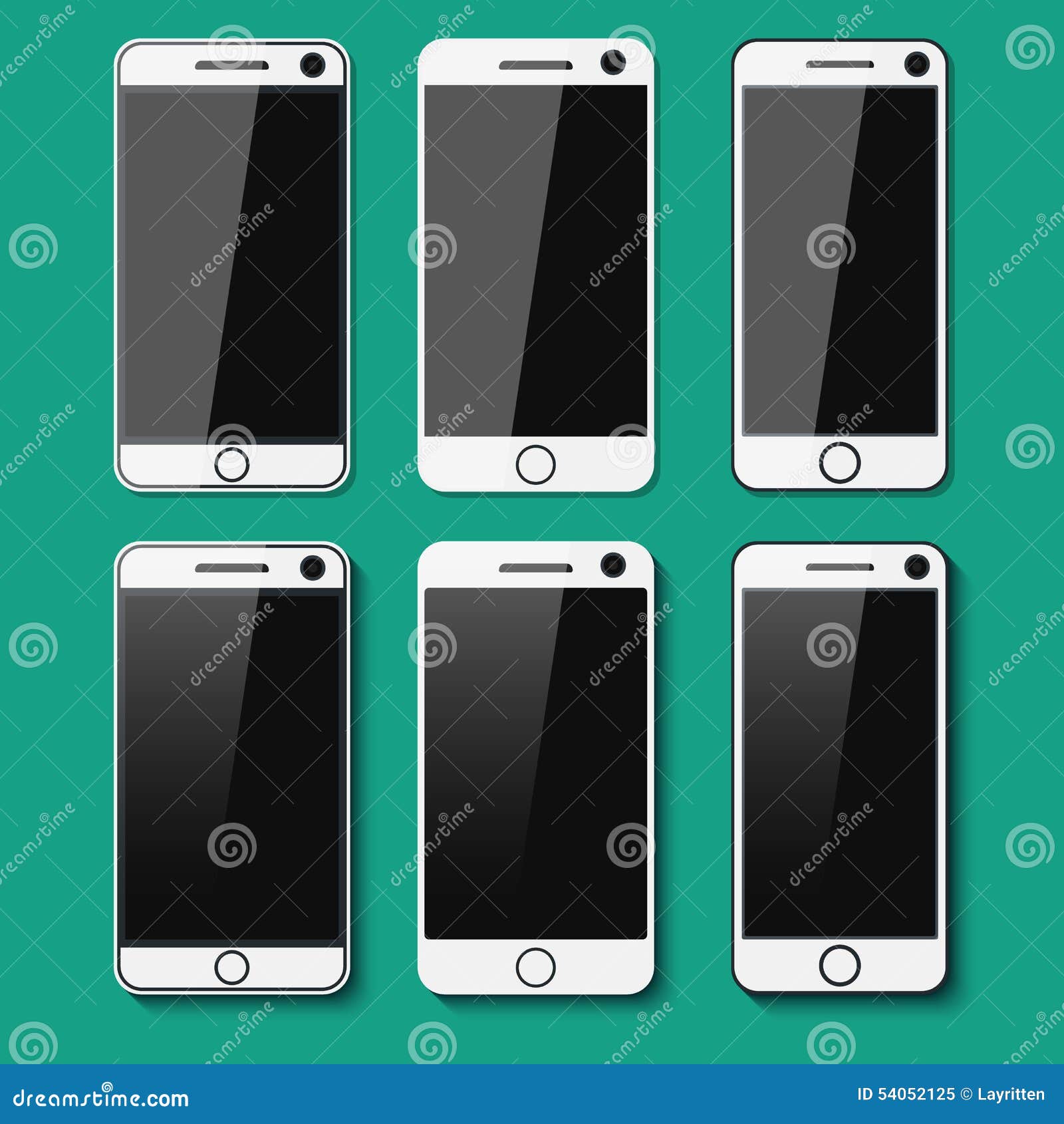 Set of Detailed Phones with Shadows Stock Vector - Illustration of ...