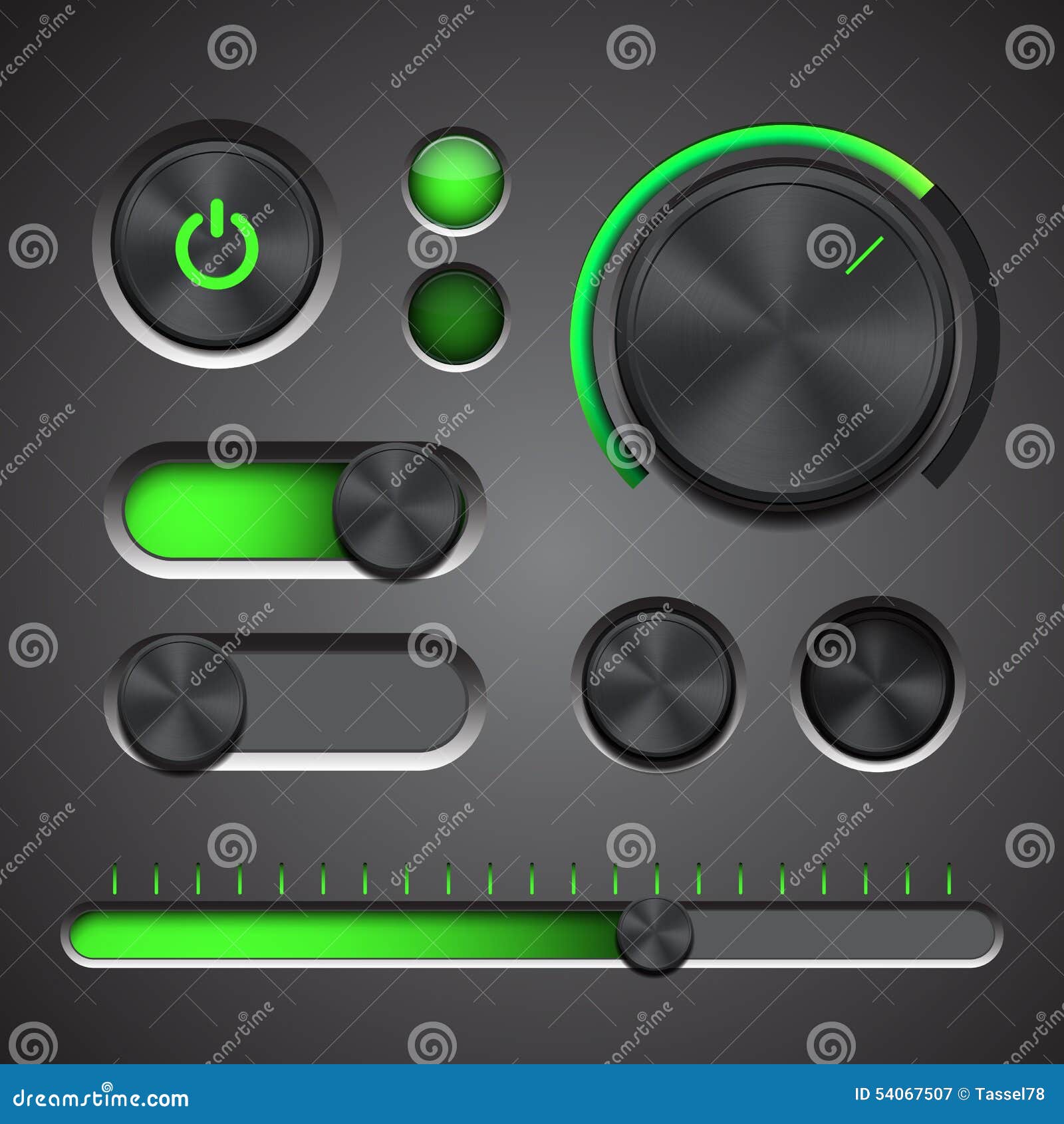 Set of the Detailed UI Elements Stock Vector - Illustration of push ...