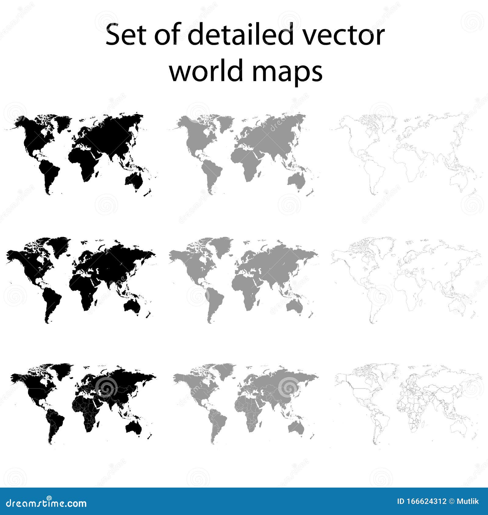 A Set of Detailed Vector Maps of the World in High Resolution Stock ...