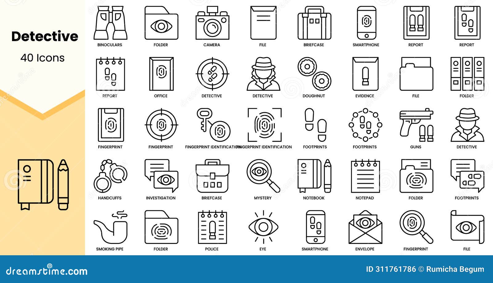 Detective Pack Cartoon Vector | CartoonDealer.com #48988125