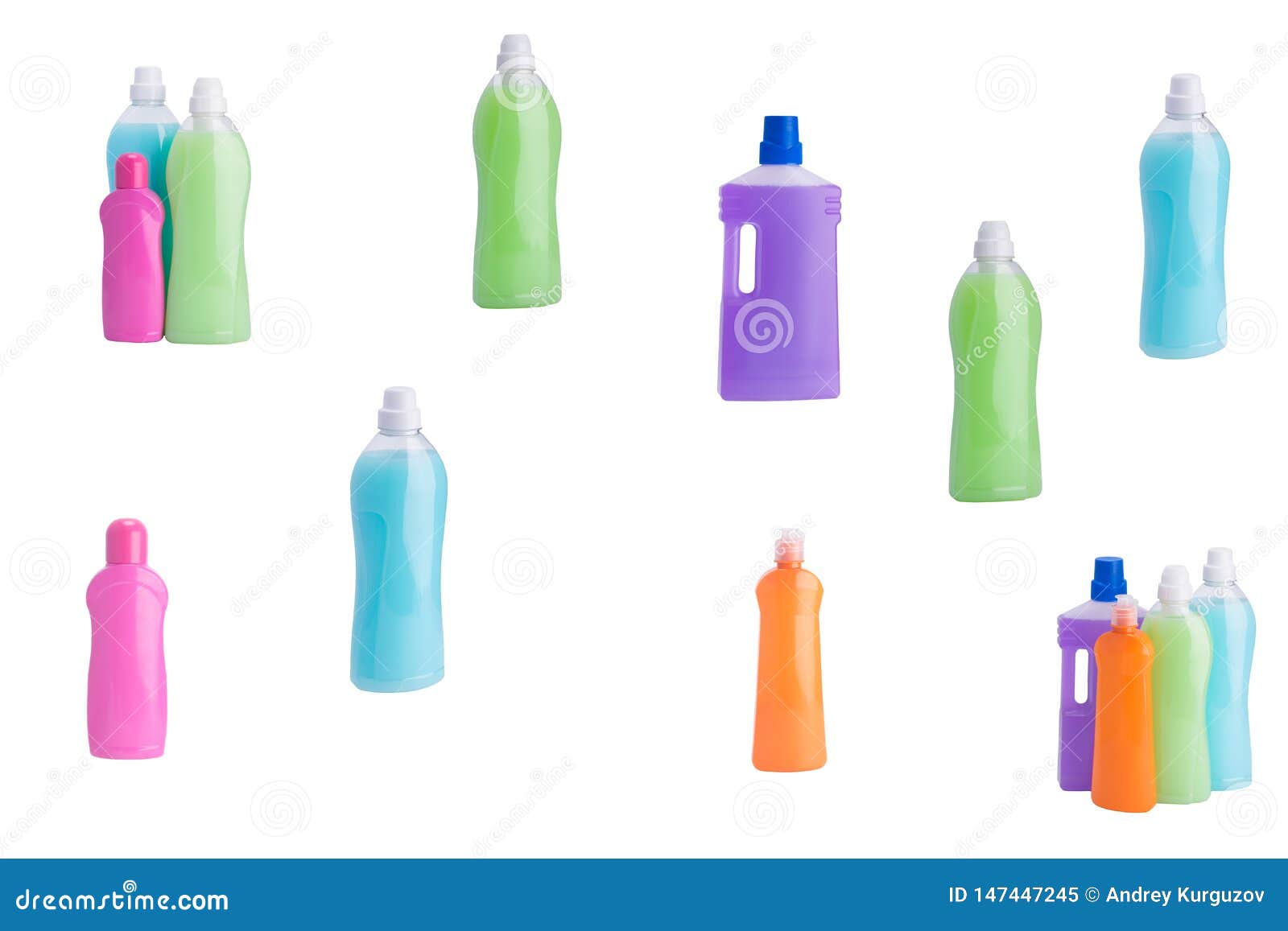 Set of Detergents for Cleaning Isolated on White Stock Image - Image of ...