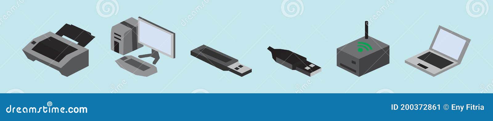 Set of Device Cartoon Icon Design Template with Compute and More ...