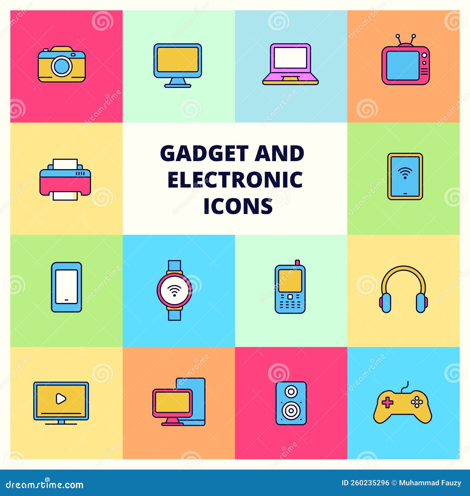 Set of Device Icons with a Colorful Design Stock Vector - Illustration ...
