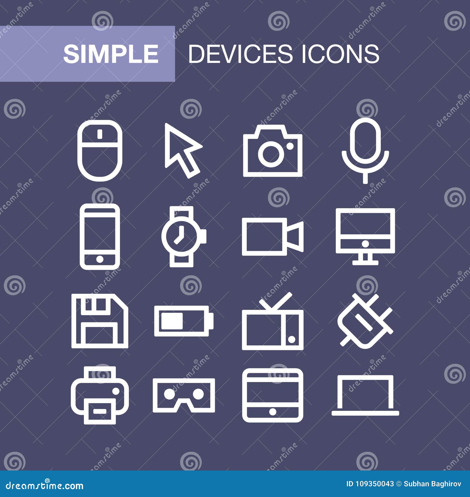 Set of Device Icons for Simple Flat Style Ui Design Stock Vector ...