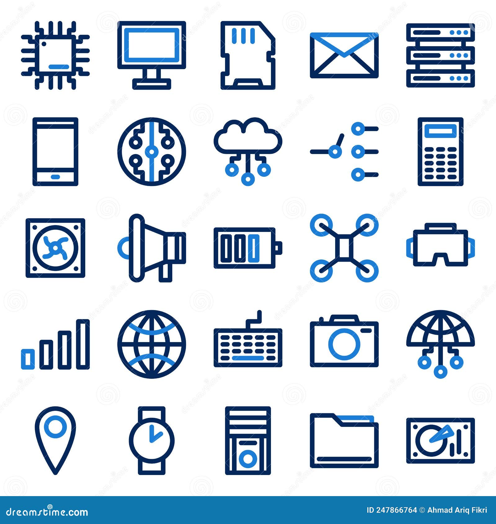 Set of 25 Device and Technology Web Icons in Line Style. Industry 4.0 ...