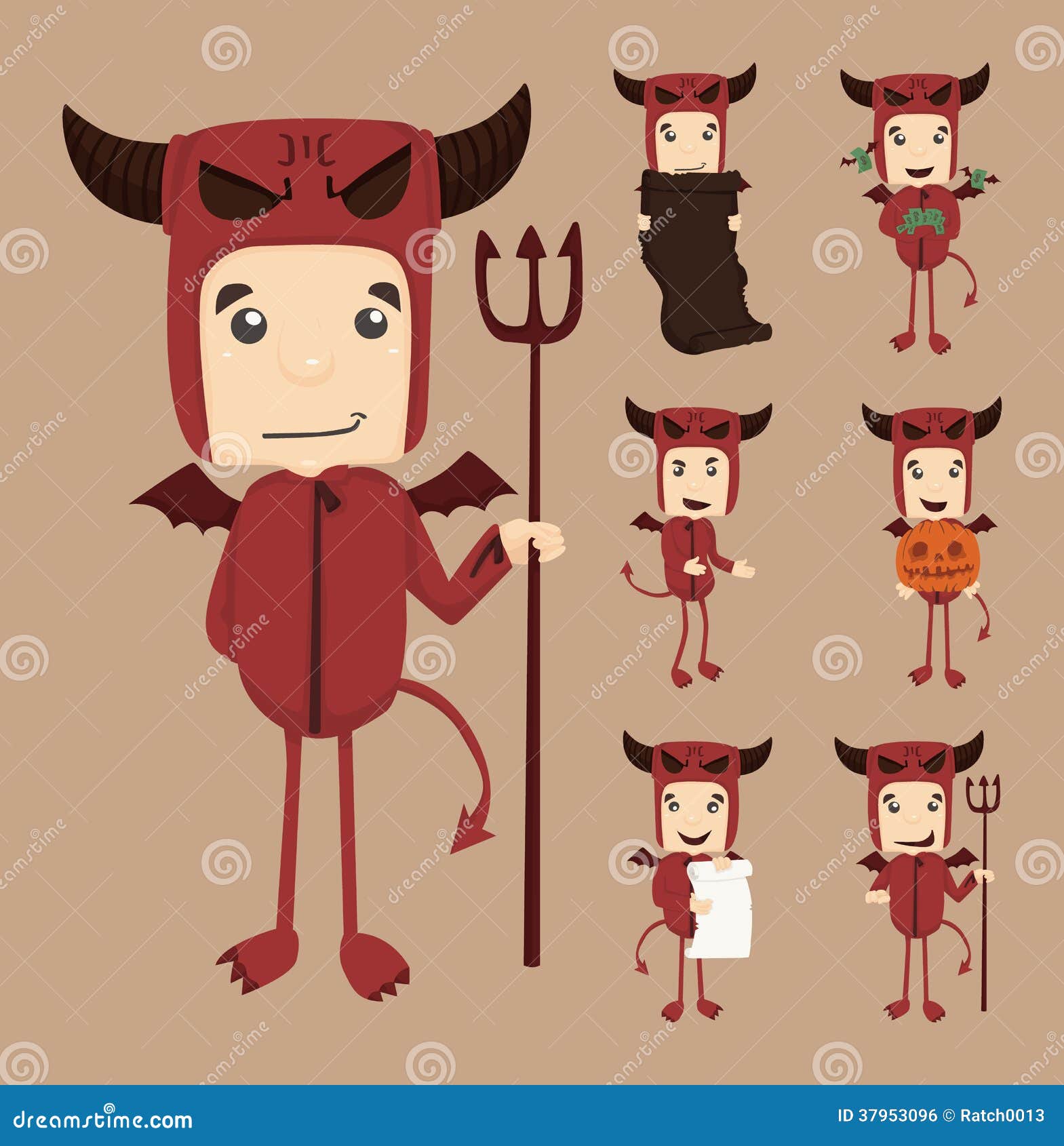 Set Of Devil Characters Poses Vector Illustration | CartoonDealer.com ...
