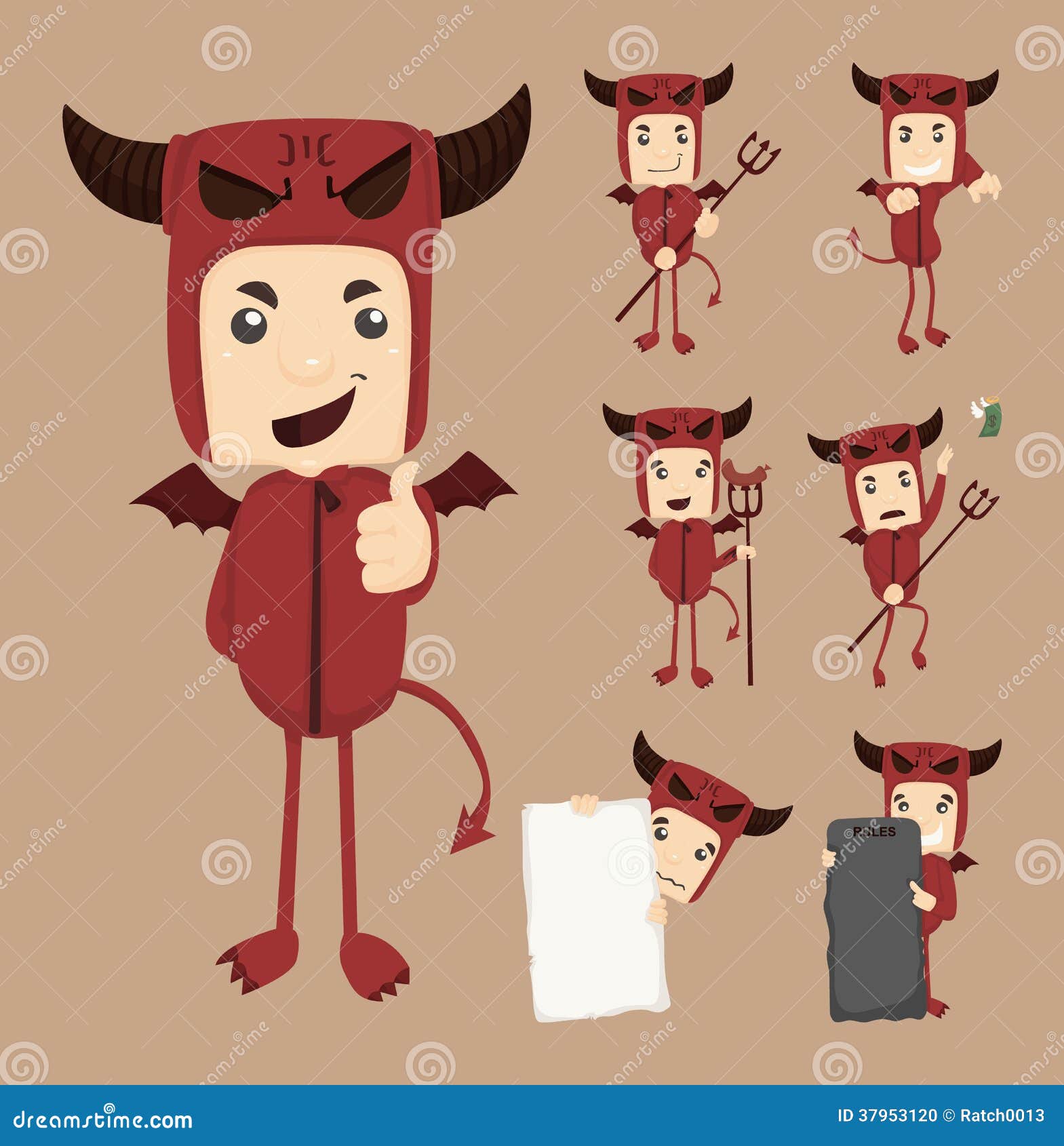 Set Of Devil Characters Poses Vector Illustration | CartoonDealer.com ...