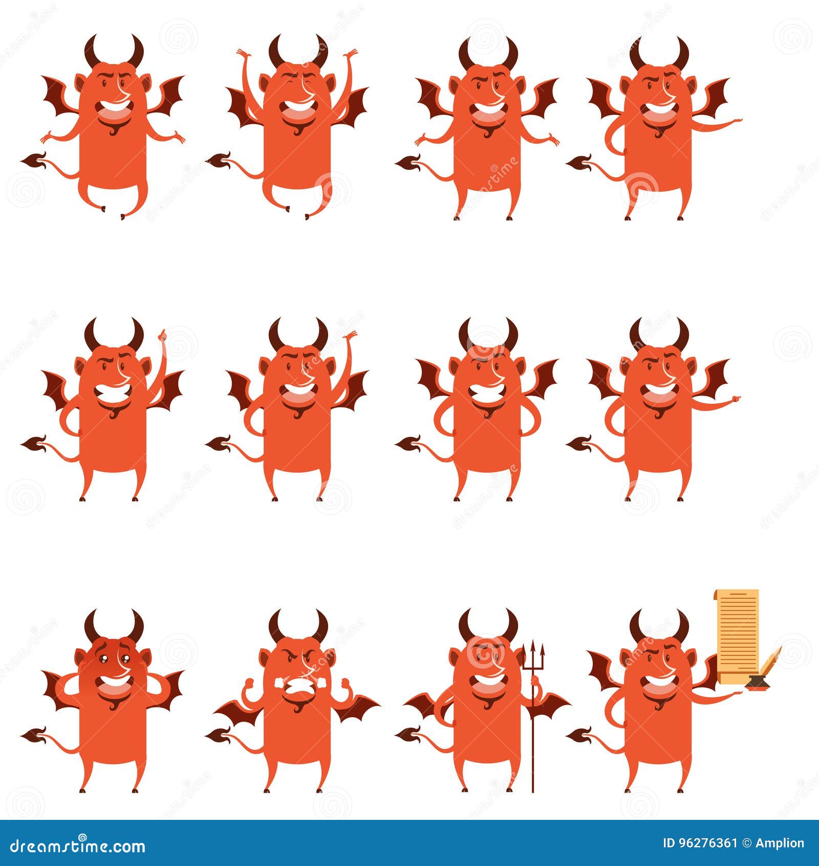 Set of devil flat icons stock vector. Illustration of danger - 96276361