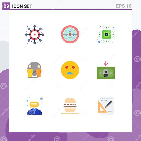 Set Di Pittogrammi Di 9 Semplici Colori Piatti Di Emoji Duplicati ... Set Di Pittogrammi Di 9 Semplici Colori Piatti Di Emoji Duplicati ...