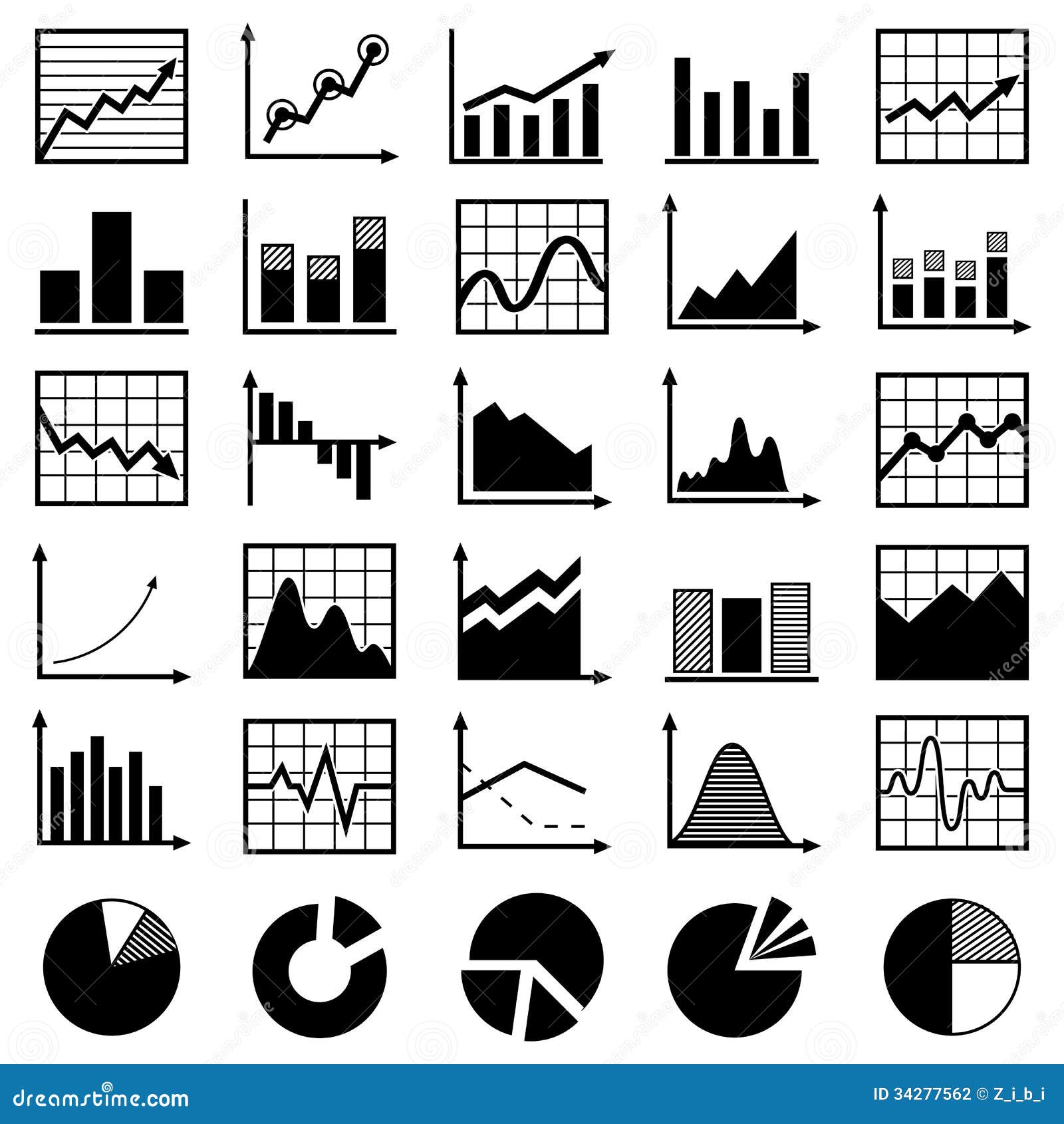 Set of diagrams stock vector. Illustration of icon, pictogram - 34277562
