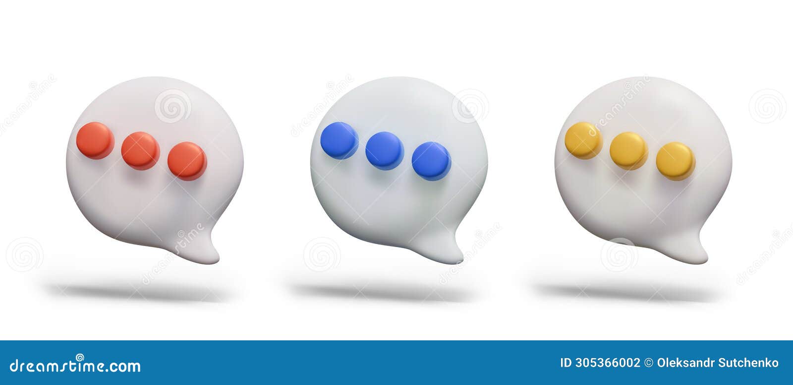 Set of Dialog Boxes with Three Dots of Different Colors. Speech Bubble ...