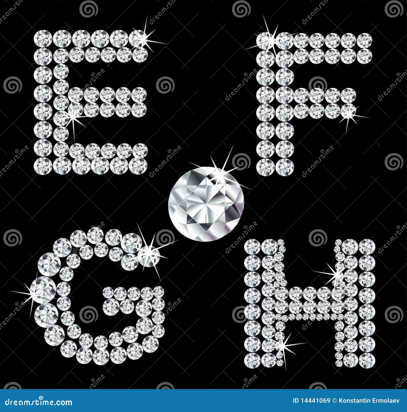 Set of Diamond Alphabetic Letters . Vector (2) Stock Illustration ...