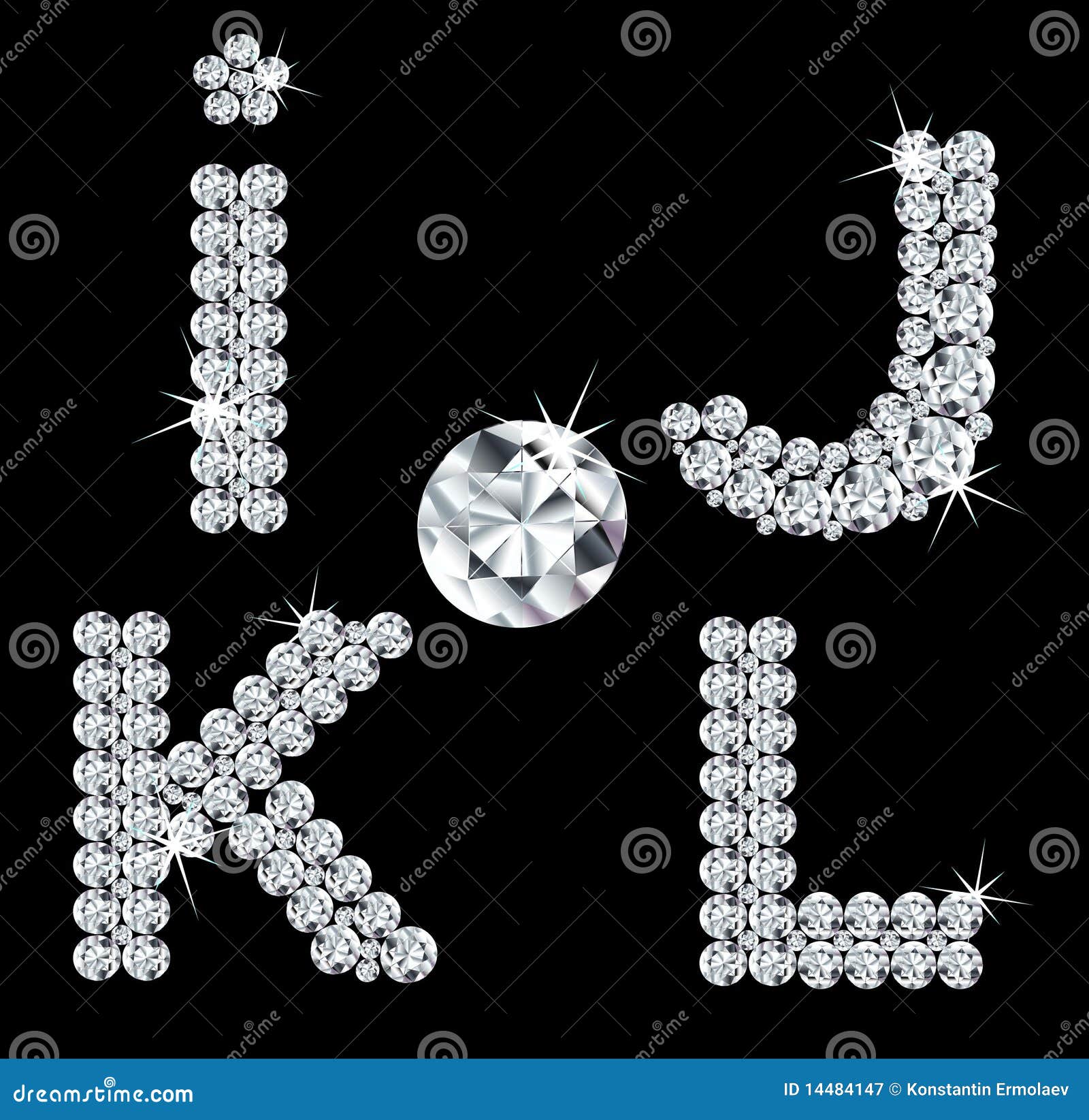 Set of Diamond Alphabetic Letters . Vector (3) Stock Illustration ...