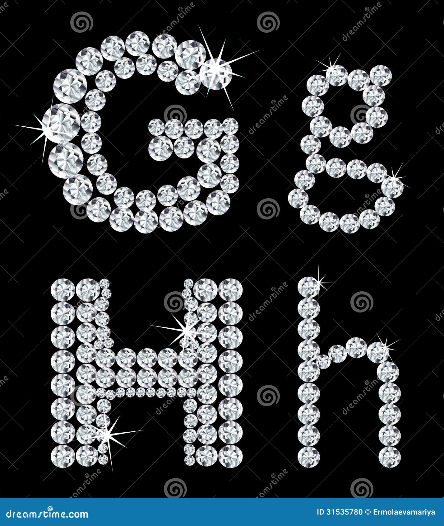 Set of Diamond Alphabetic Letters . Vector Stock Vector - Illustration ...