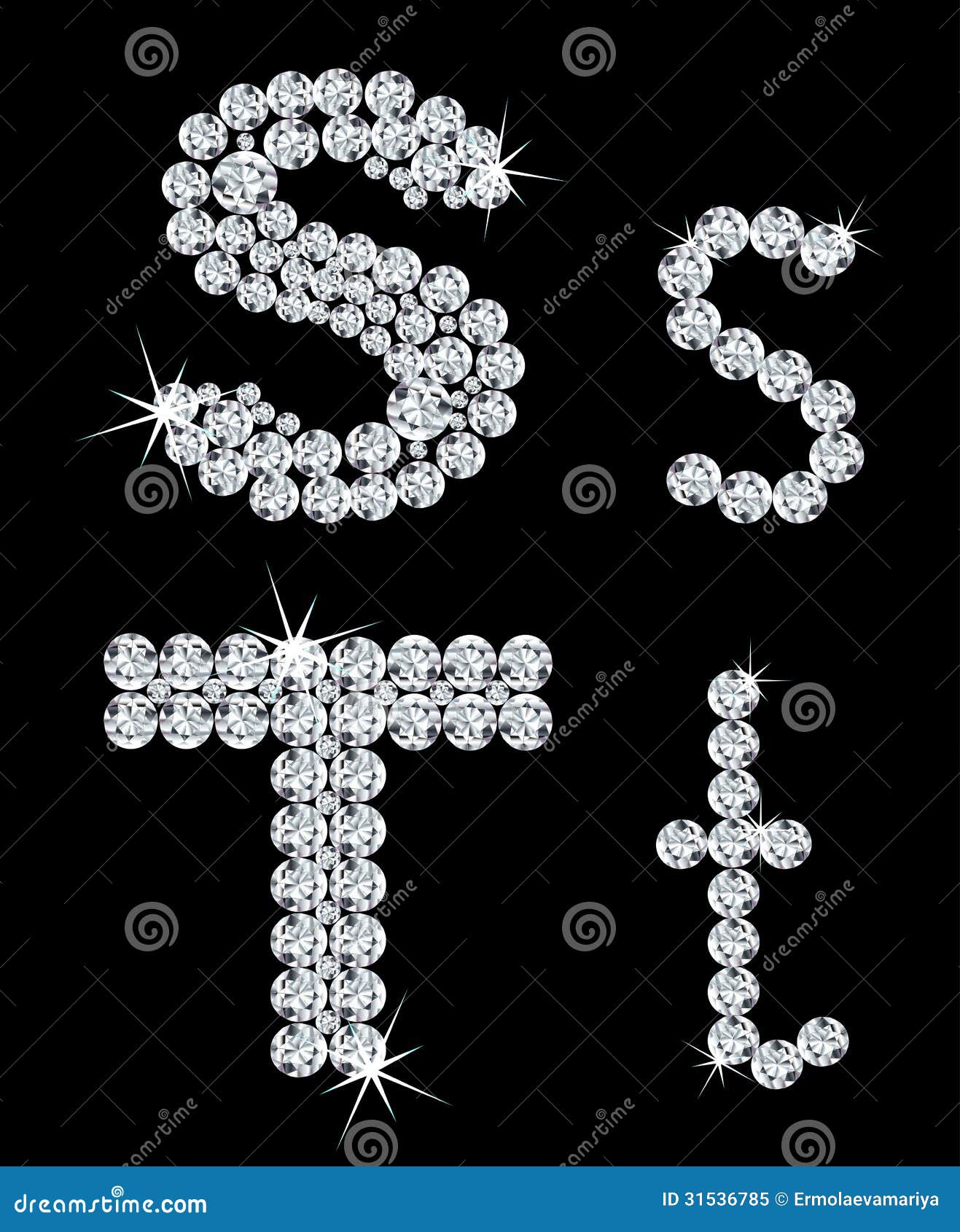 Set of Diamond Alphabetic Letters . Vector Stock Vector - Illustration ...