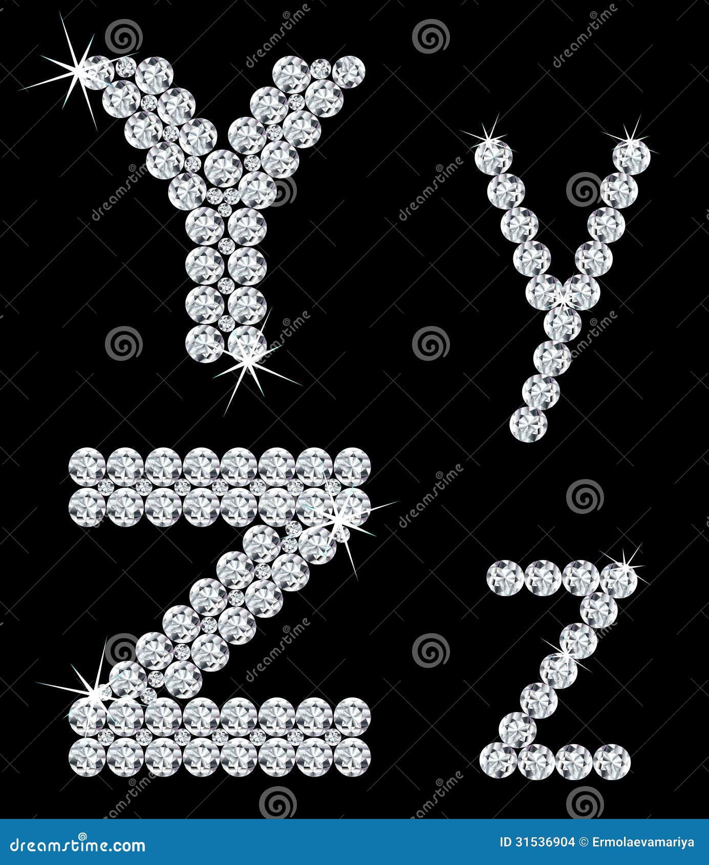 Set of Diamond Alphabetic Letters . Vector Stock Vector - Illustration ...