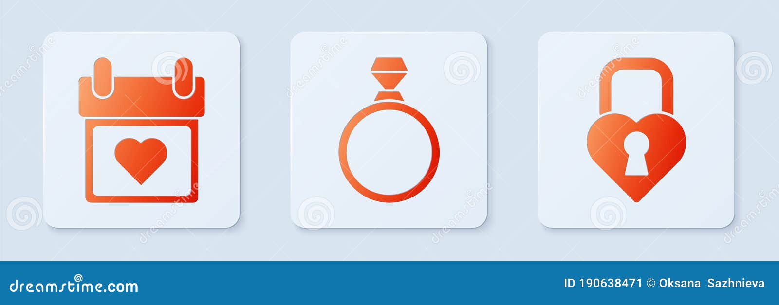 Set Diamond Engagement Ring, Calendar with Heart and Castle in the ...