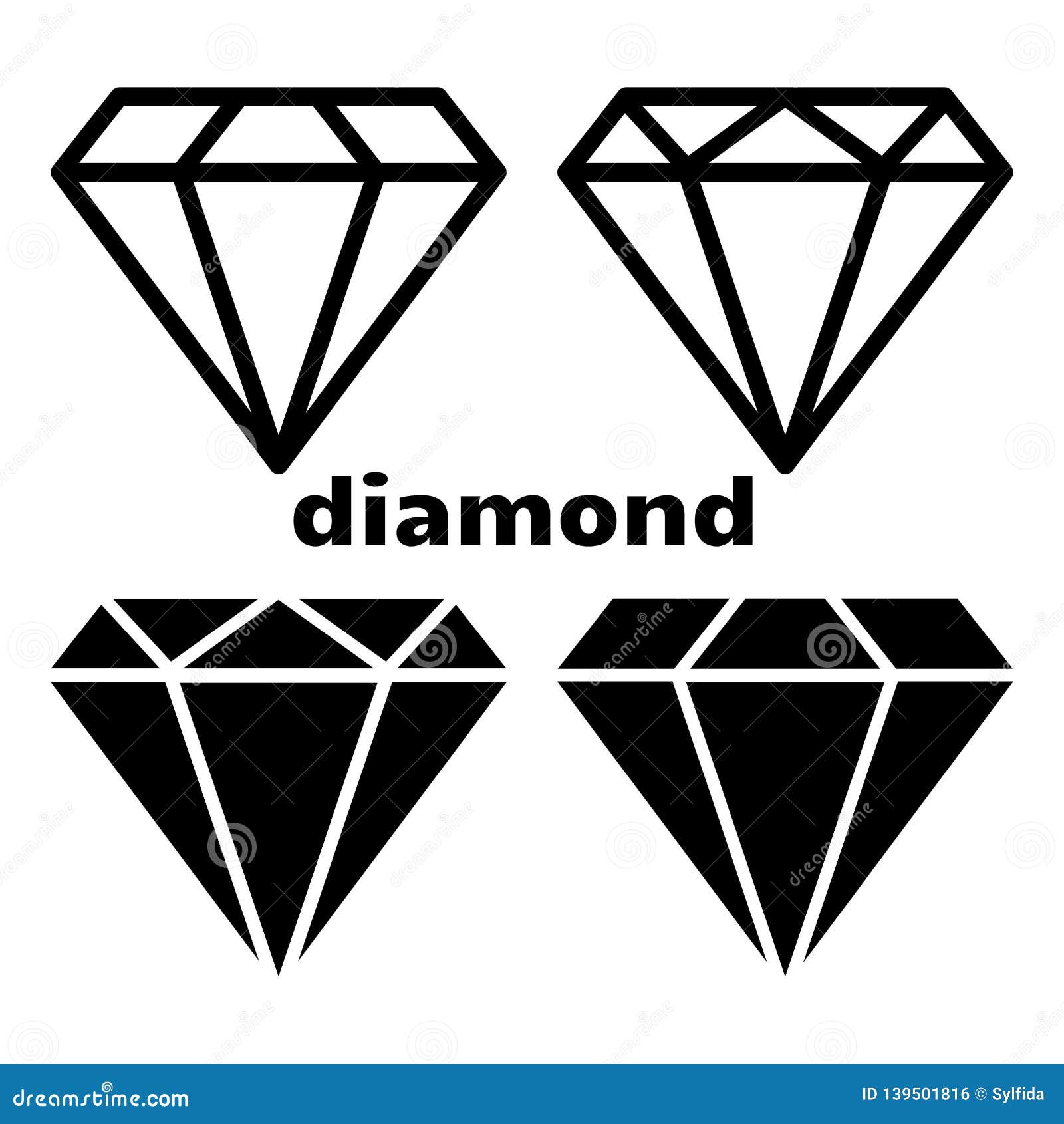 Set of Diamond Icon. Vector Illustration Stock Illustration ...