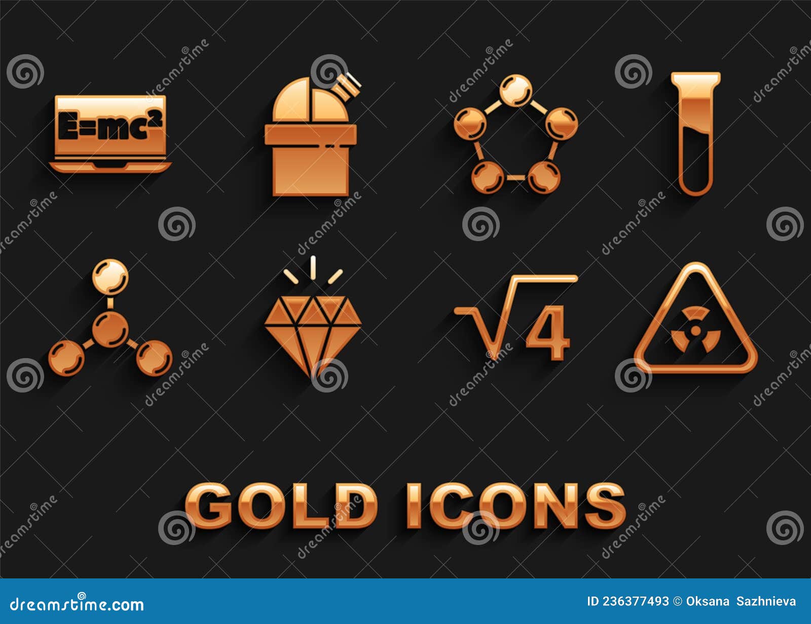 Set Diamond, Test Tube and Flask, Triangle with Radiation, Square Root ...