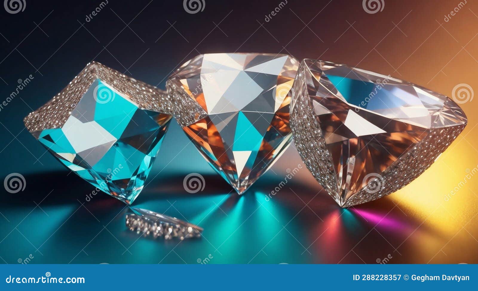 Set of Diamonds, Colored Diamonds on Abstract Background Stock ...