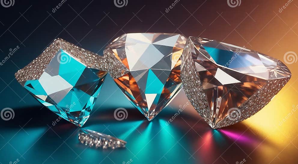 Set of Diamonds, Colored Diamonds on Abstract Background Stock ...