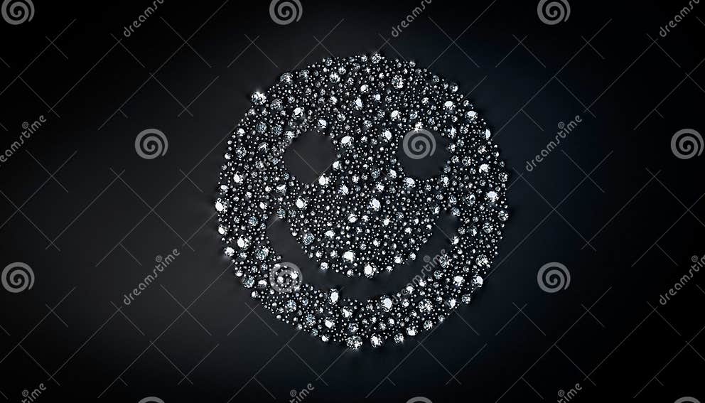 Set of Diamonds Lying in the Shape of a Smiling Face on the Surface. 3d ...