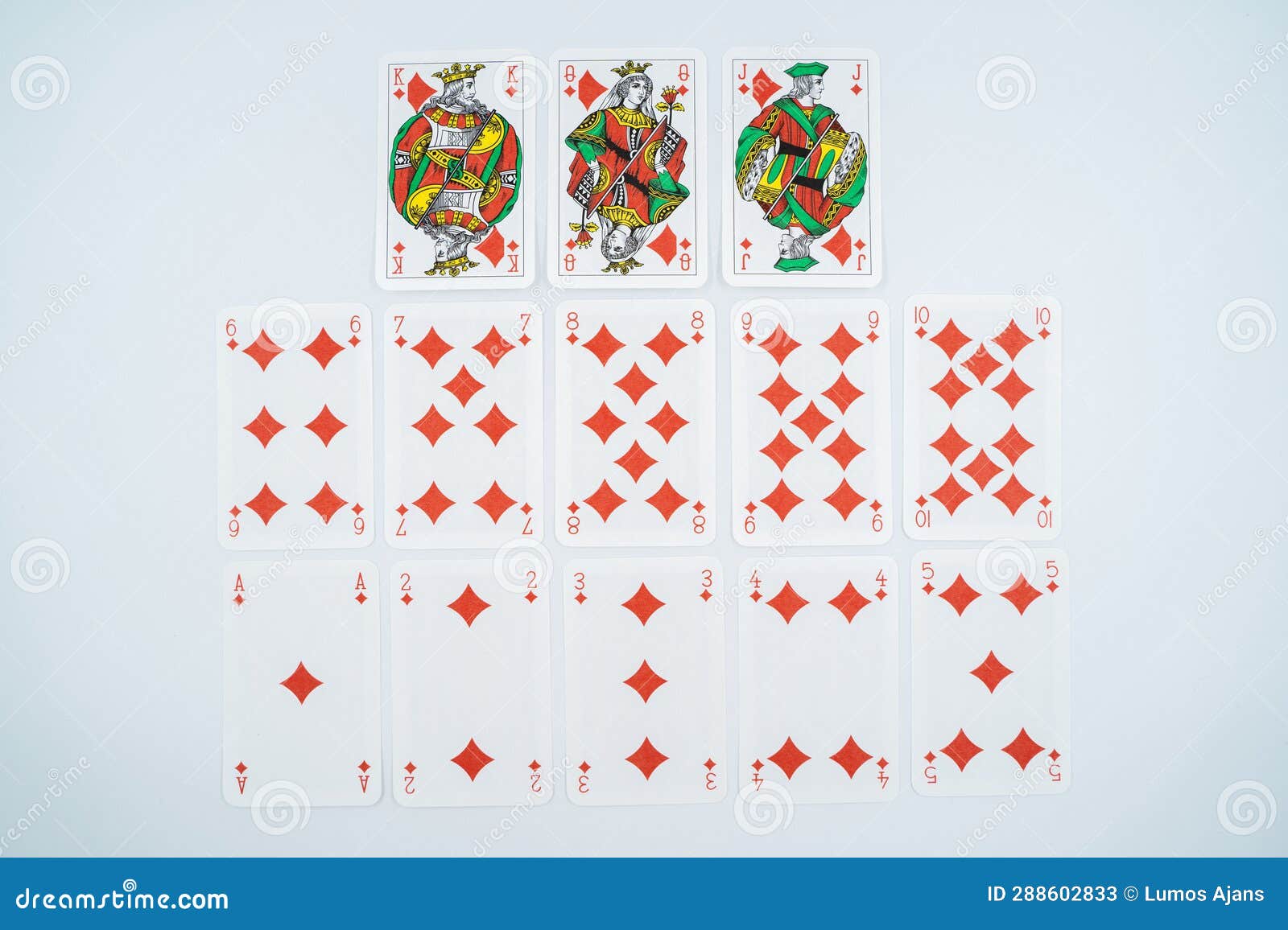 Set of Diamonds Playing Cards Isolated on White Background Stock Image ...