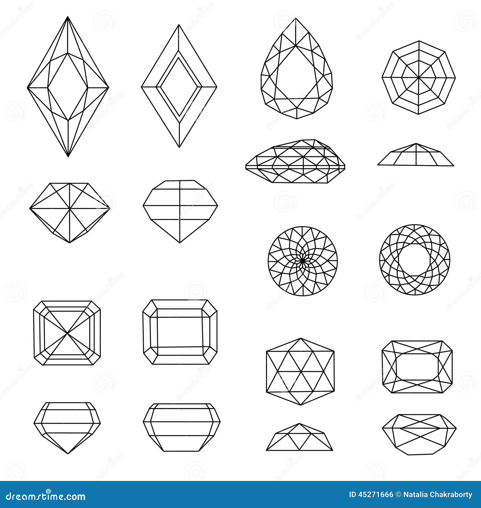 Set of diamonds stock vector. Illustration of gemstone - 45271666