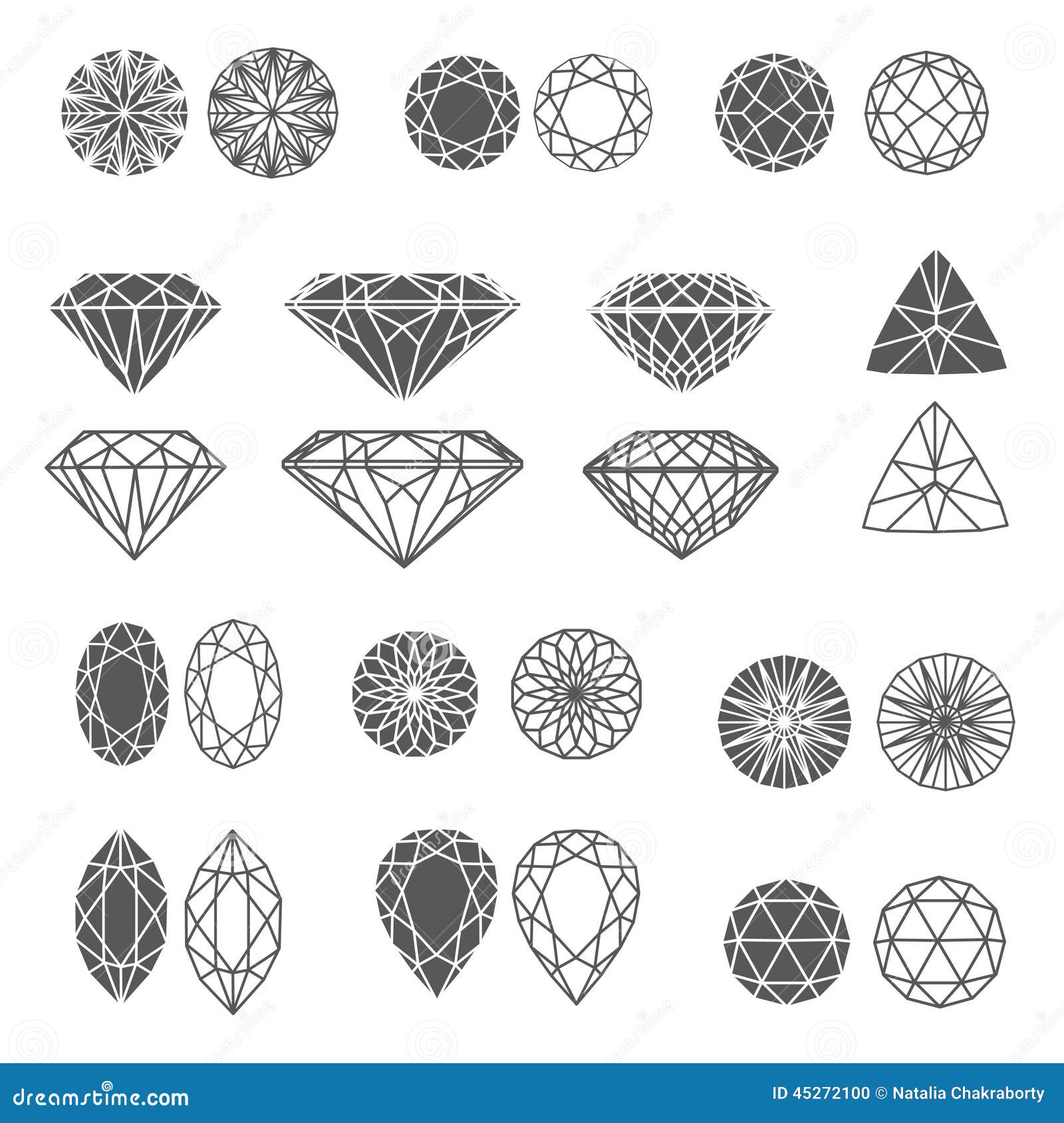 Set of diamonds stock vector. Illustration of vector - 45272100