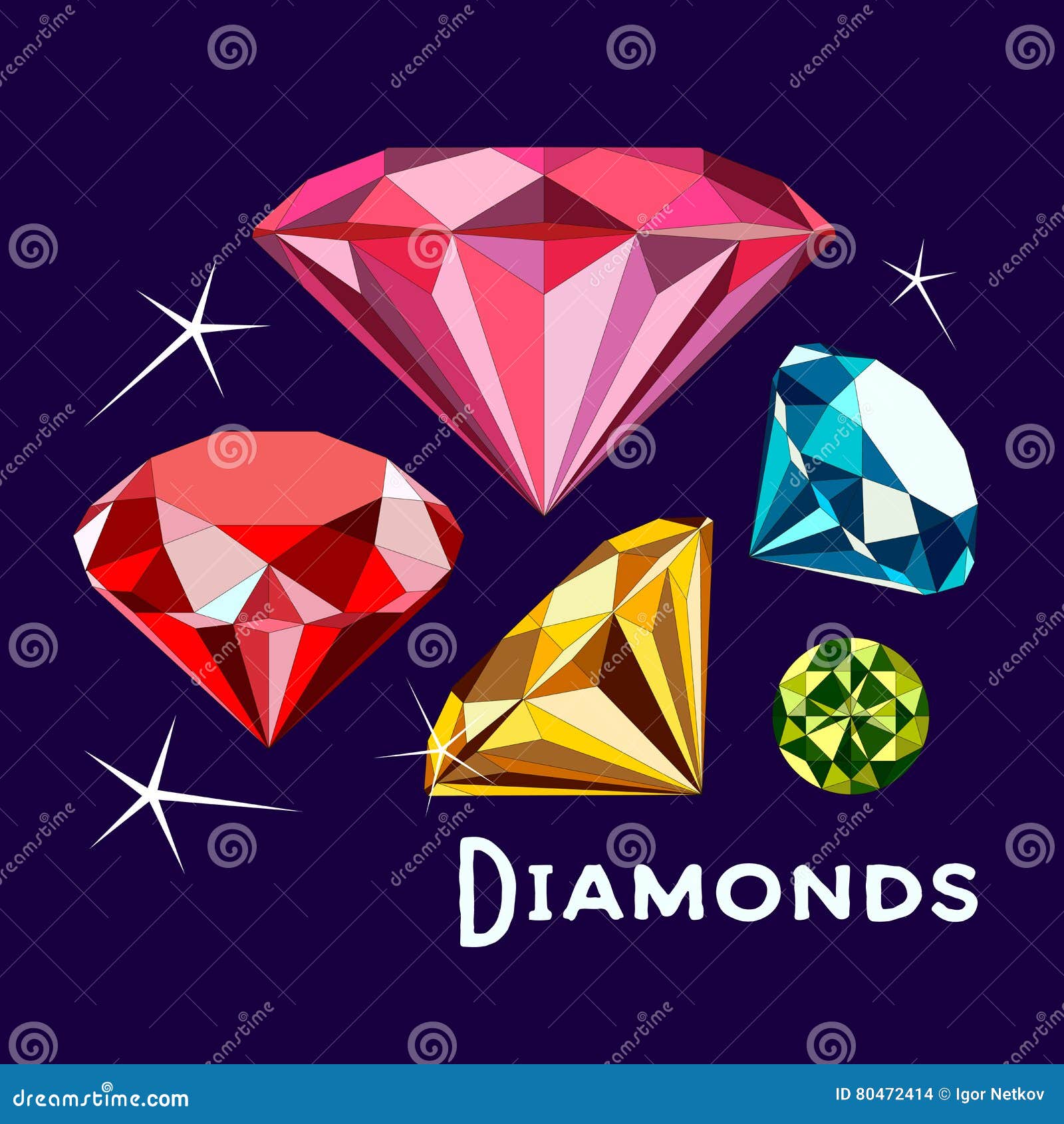 Set of Diamonds stock vector. Illustration of quality - 80472414