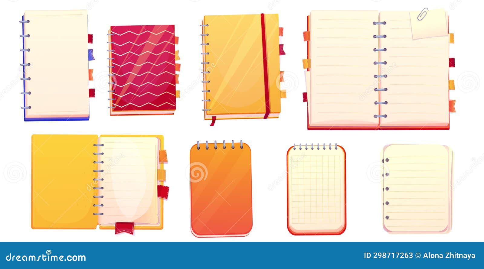 Set Diary, Note Book in Cartoon Style Top View, Open, Closed Isolated ... Set Diary, Note Book in Cartoon Style Top View, Open, Closed Isolated ...