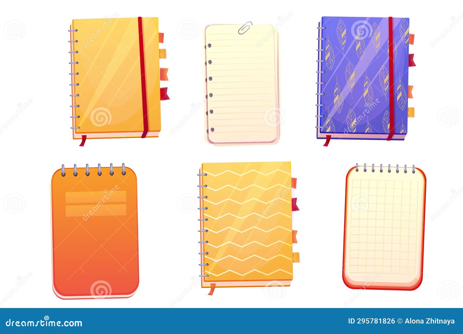 Diary, Note Book In Cartoon Style Top View Isolated On White Background ... Diary, Note Book In Cartoon Style Top View Isolated On White Background ...