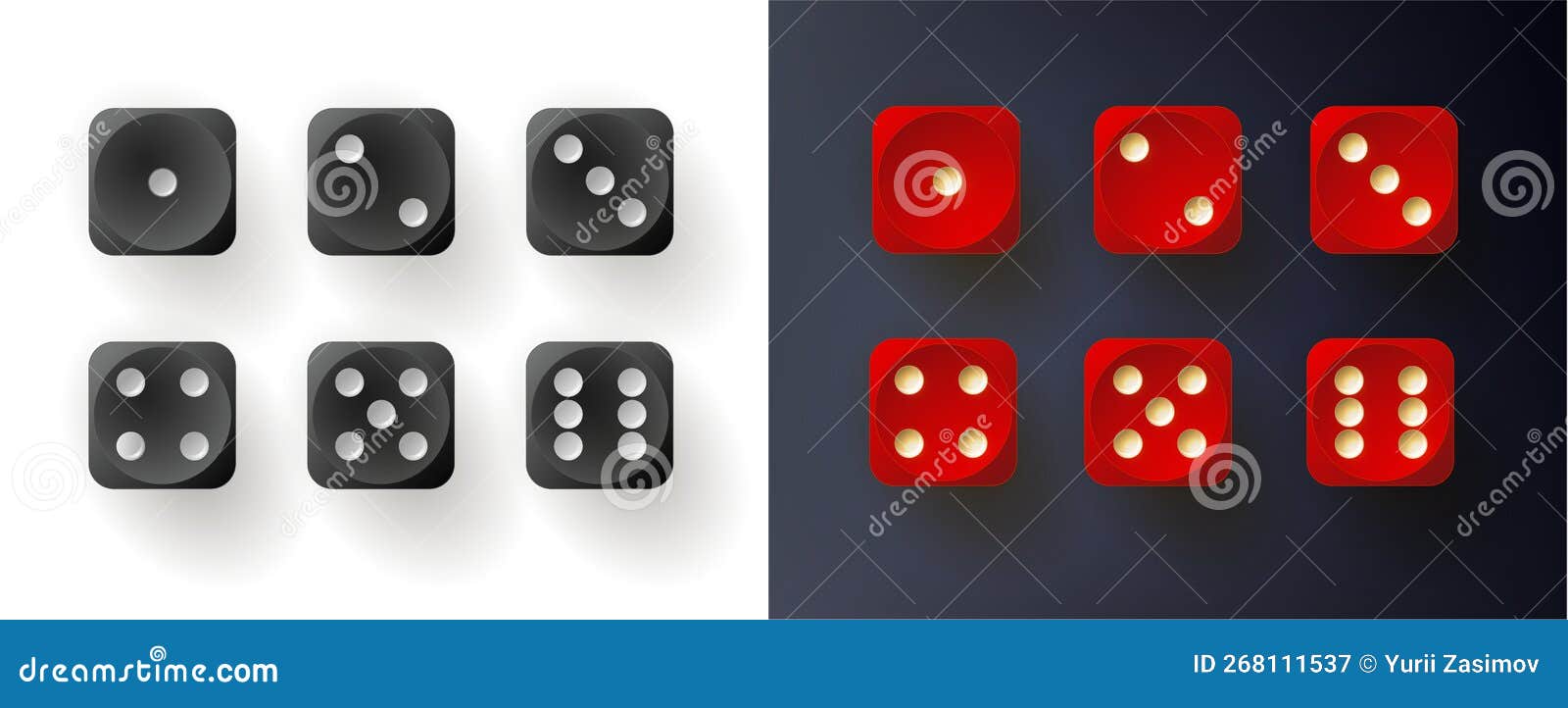 Set of Dices in Different Colors. Vector Stock Vector - Illustration of ...