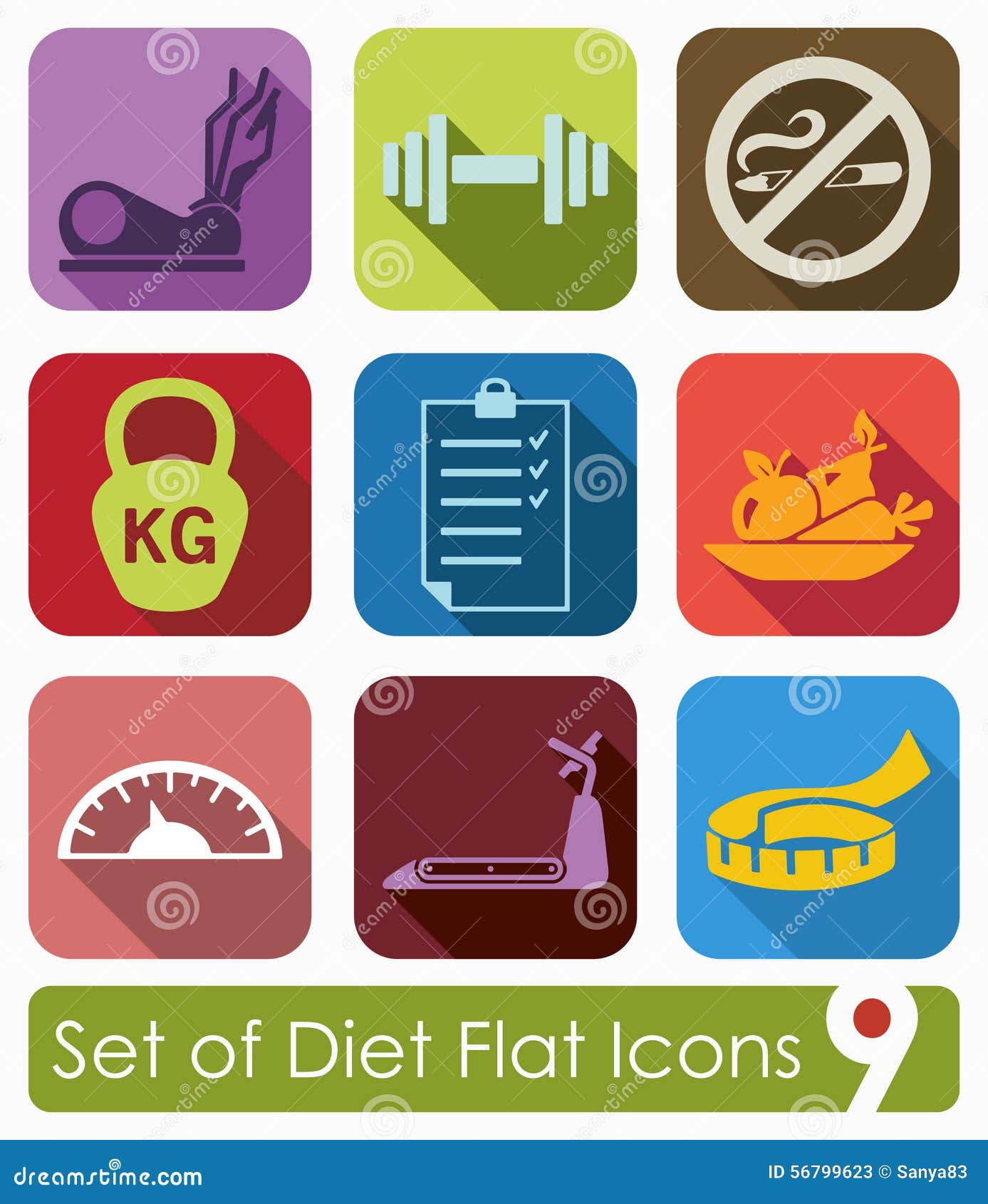Set of diet icons stock vector. Illustration of flat - 56799623