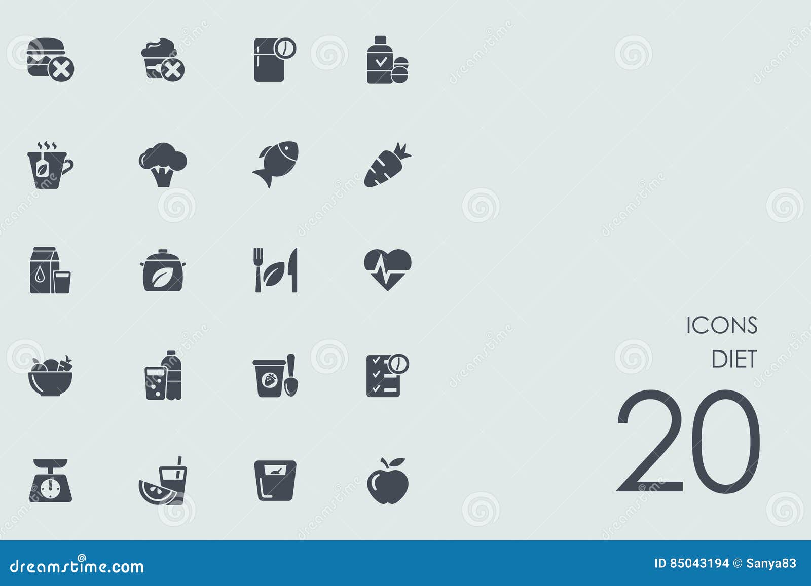 Set of diet icons stock vector. Illustration of contour - 85043194