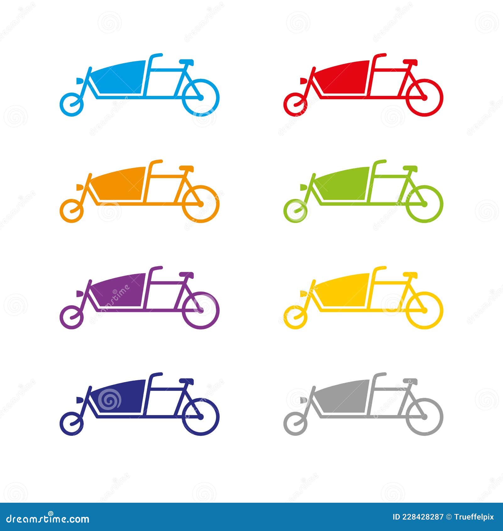Set of Differend Colored Cargo Bike Symbols Stock Vector - Illustration ...