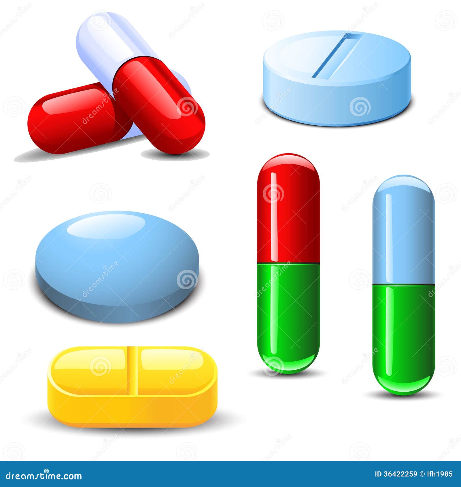 Set of Differenet Types of Pills Stock Illustration - Illustration of ...