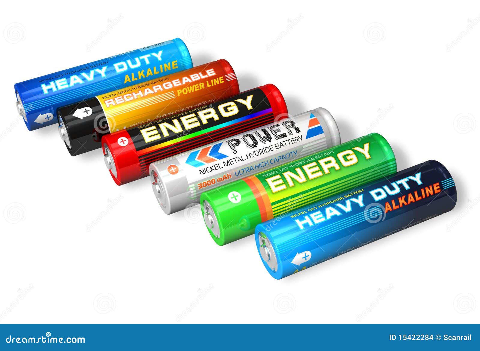 Set of Different AA Batteries Stock Illustration - Illustration of ...