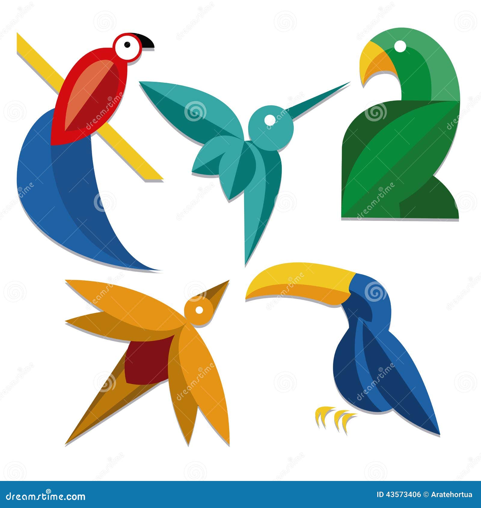 Set of Different Abstract Birds Icons Isolated Stock Illustration ...