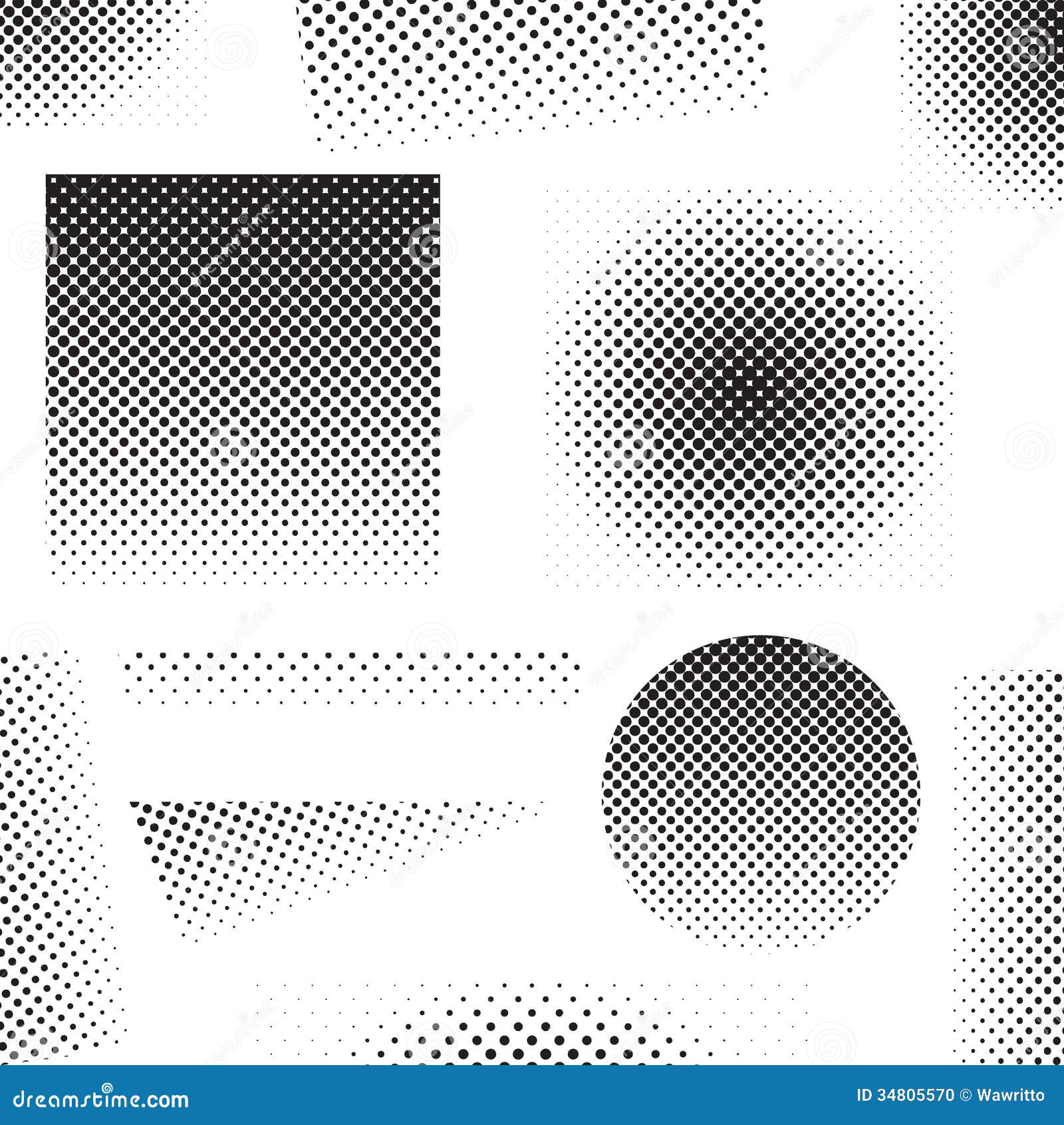Set of Different Abstract Halftone Art Elements Stock Vector ...