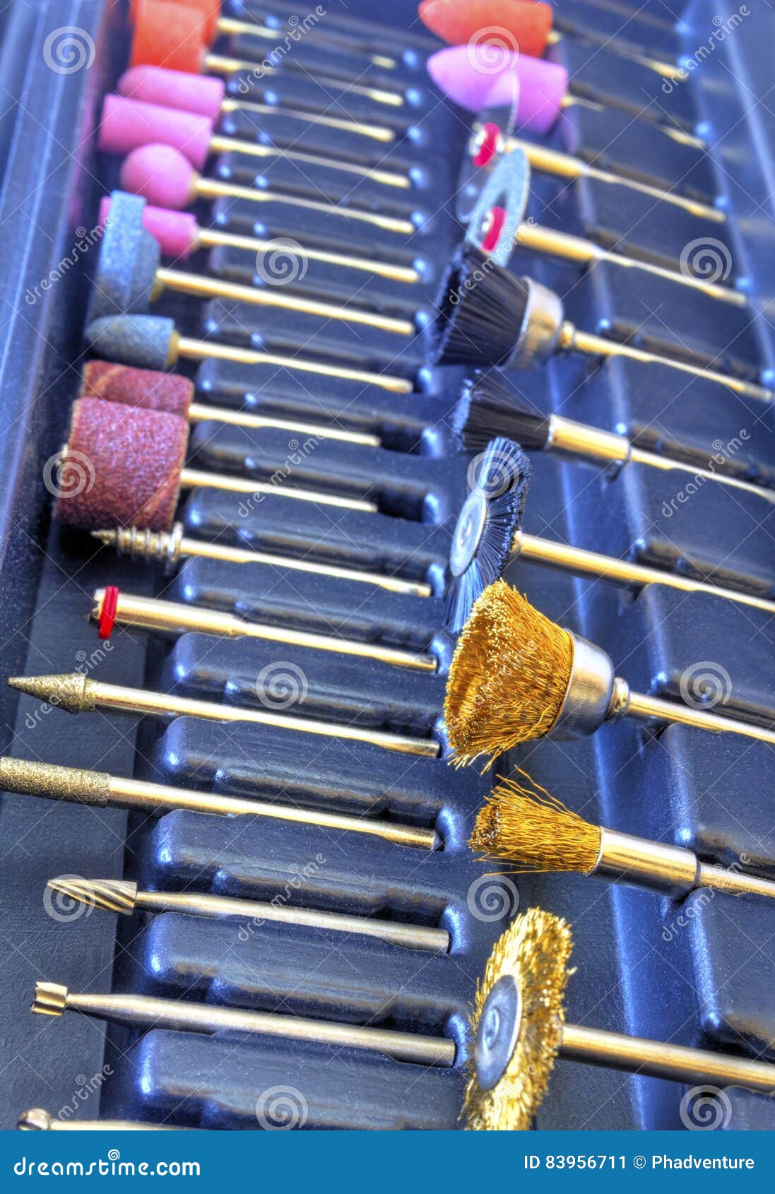 Set of Different Accessories for Mini Drill Machine Stock Image - Image ...